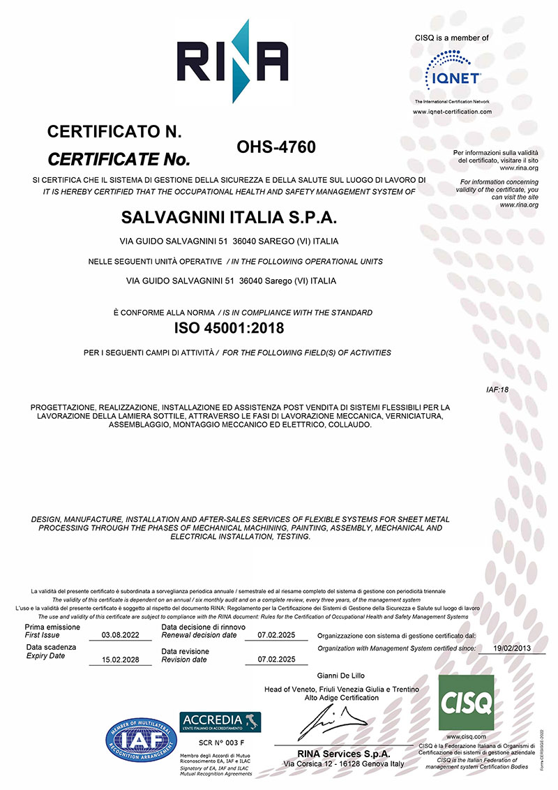 Environmental certifications | Salvagnini